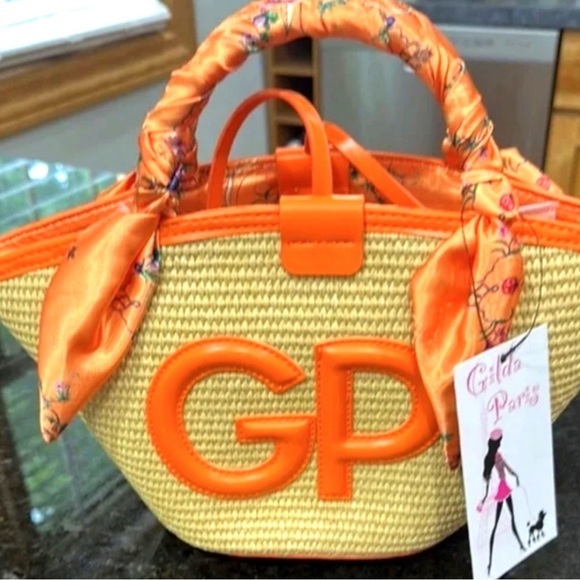 Bags | Orange And Tan Tote Bag | Poshmark
